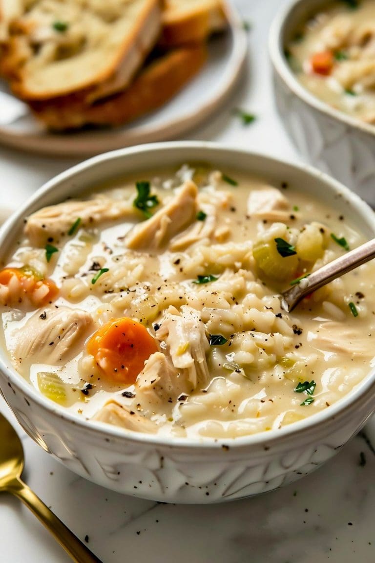 Creamy Chicken Rice Soup Recipe - Insanely Good