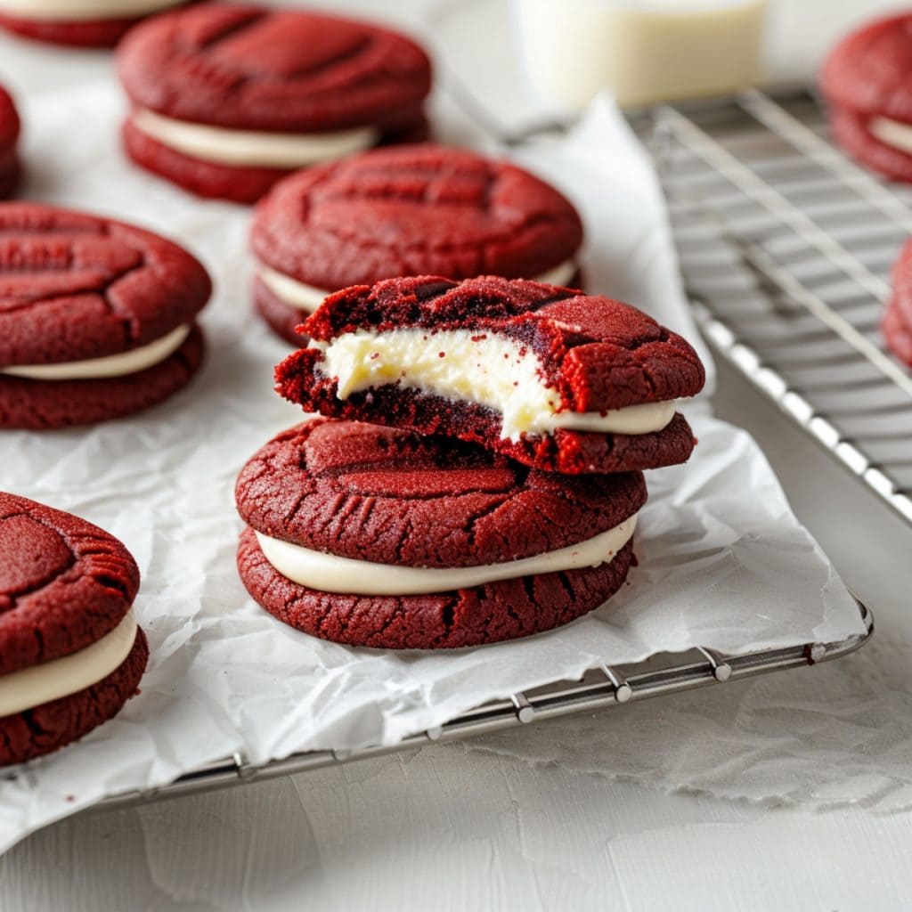 Red Velvet Sandwich Cookies - Insanely Good