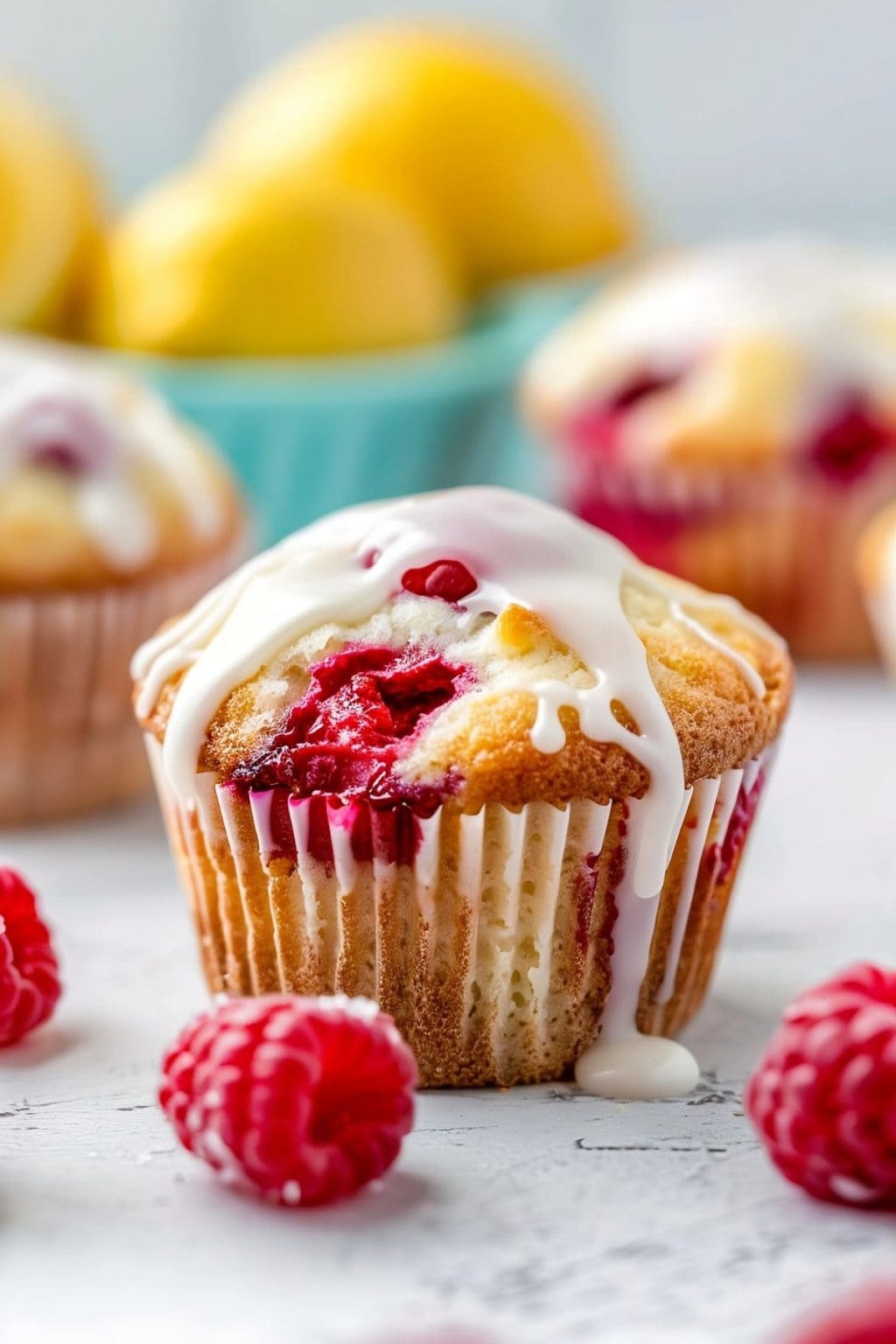 Lemon Raspberry Muffins with Glaze - Insanely Good