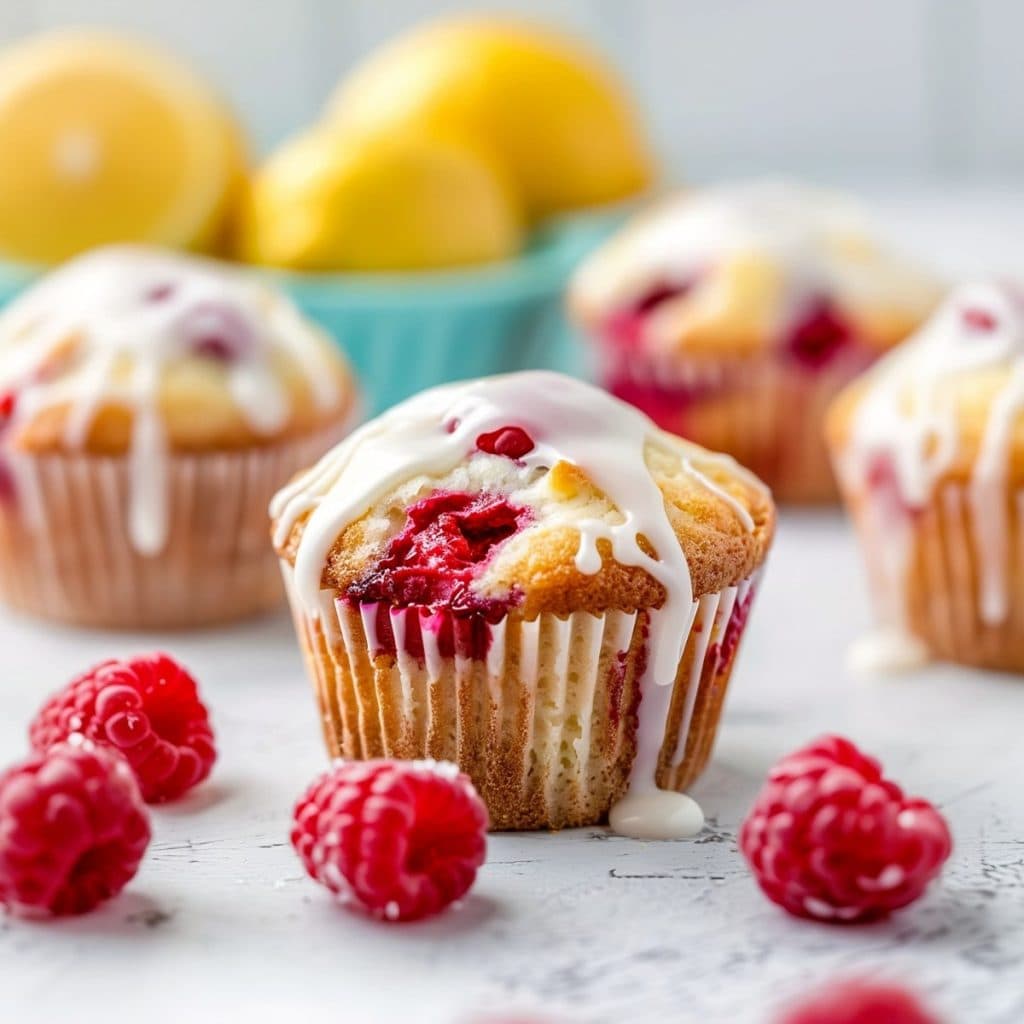 Lemon Raspberry Muffins with Glaze - Insanely Good