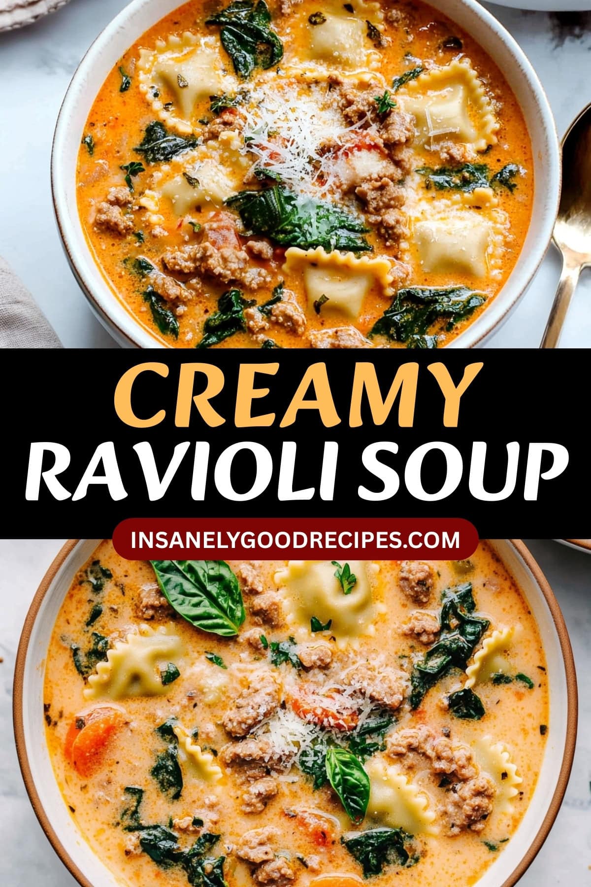 Creamy Ravioli Soup - Insanely Good