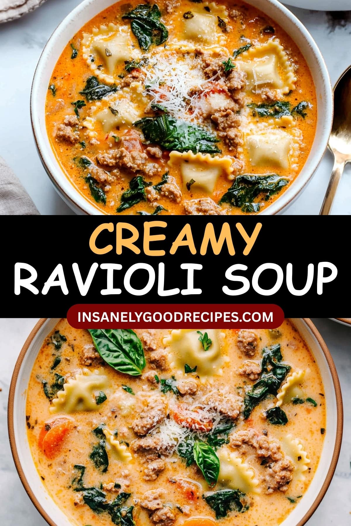 Creamy Ravioli Soup - Insanely Good