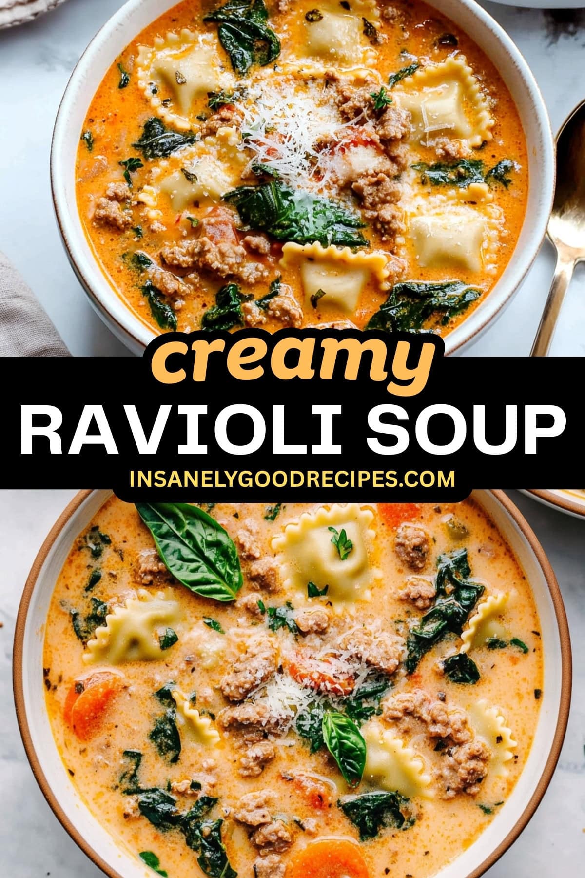 Creamy Ravioli Soup - Insanely Good