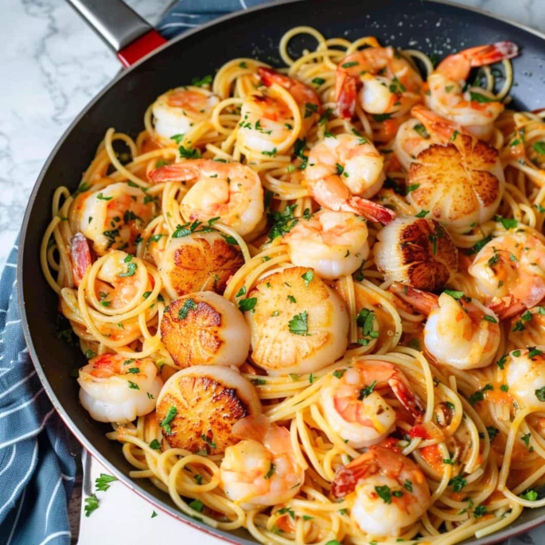 Scallop and Shrimp Pasta - Insanely Good
