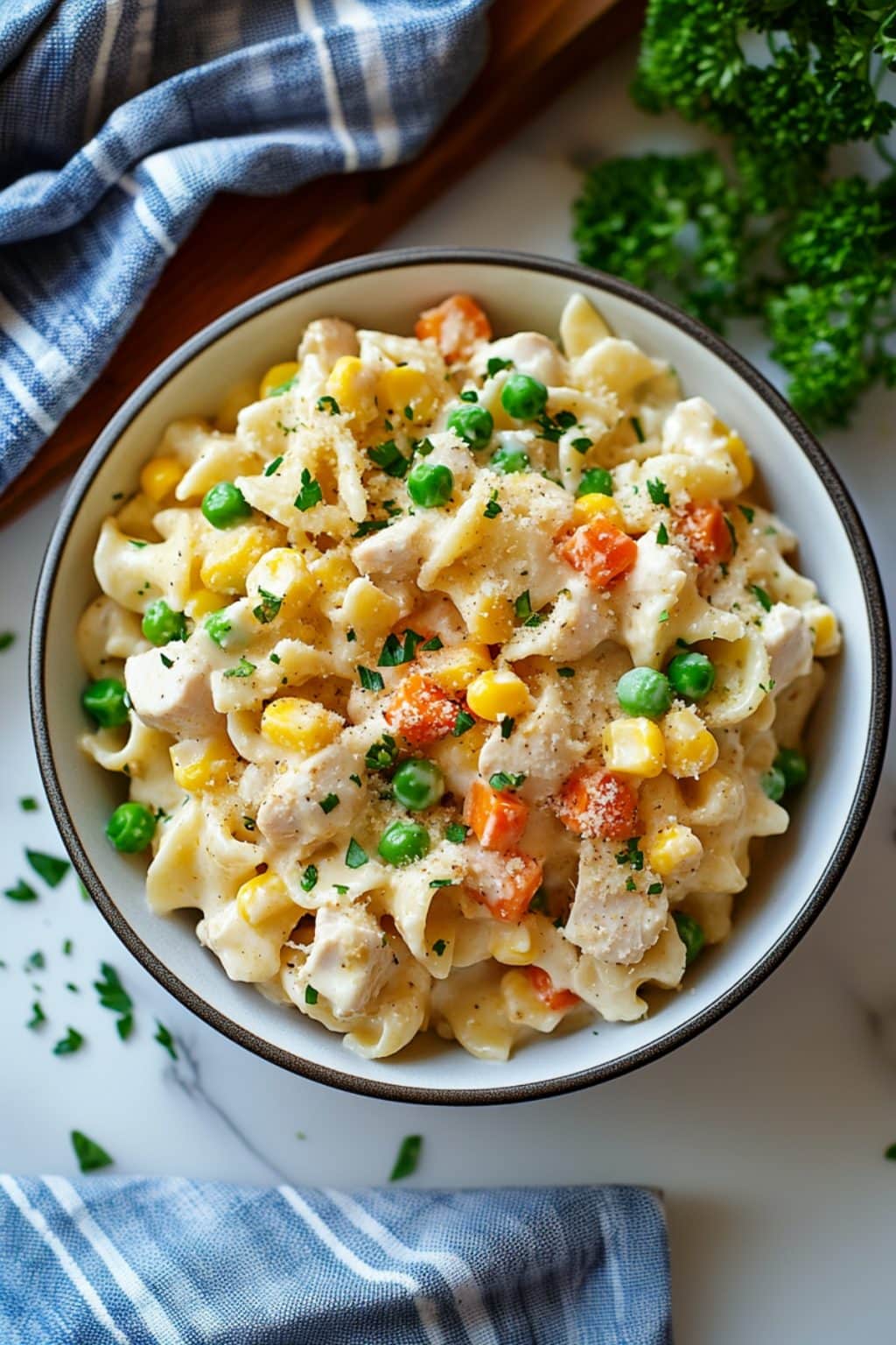 Chicken Pot Pie Pasta - Insanely Good