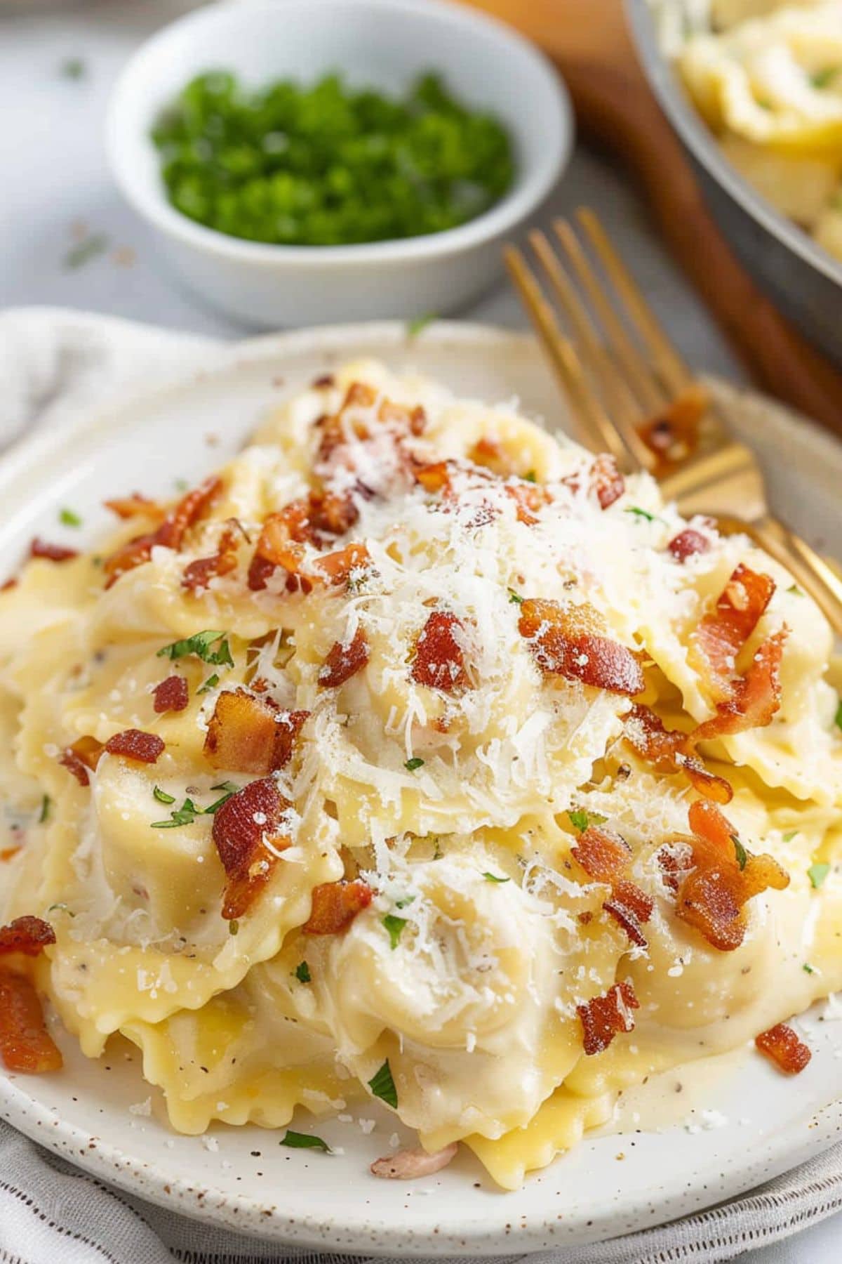 Copycat Olive Garden Ravioli Carbonara - Insanely Good