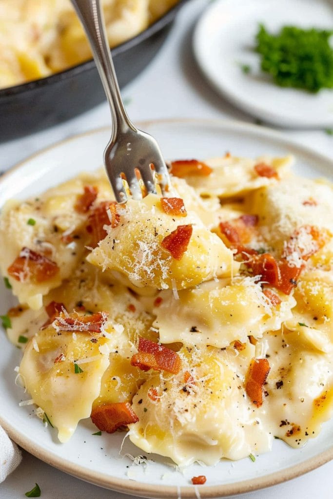 Copycat Olive Garden Ravioli Carbonara - Insanely Good
