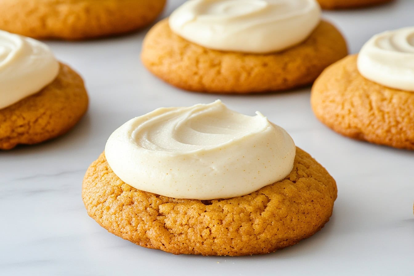 Pumpkin Cake Mix Cookies with Cream Cheese Frosting - Insanely Good